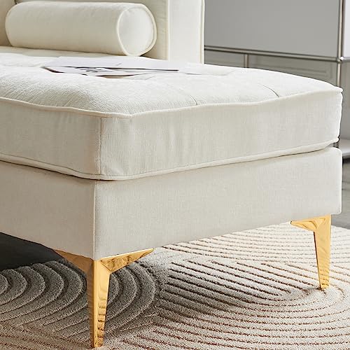 Imbesty 85" W Sectional Convertible Sofa Couch, Chenille Upholstered L-Shaped Couch 3-Seat Sofa with Reversible Chaise for Small Living Room, Apartment and Small Space (Chenille White)