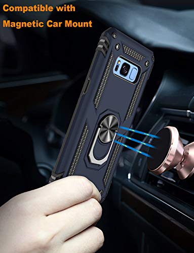 Galaxy S8 Case - Military Grade 16ft Drop Tested, Magnetic Ring Kickstand, Car Mount Compatible, Slim Fit, Heavy Duty Protection - Blue