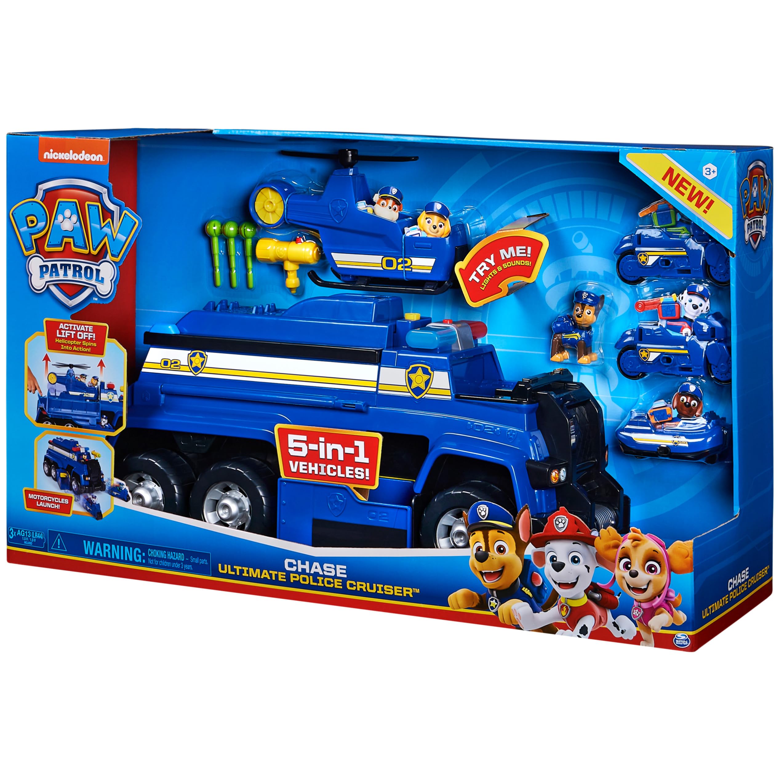 Paw Patrol, Chase’s 5-in-1 Ultimate Cruiser with Lights and Sounds, for Kids Aged 3 and up