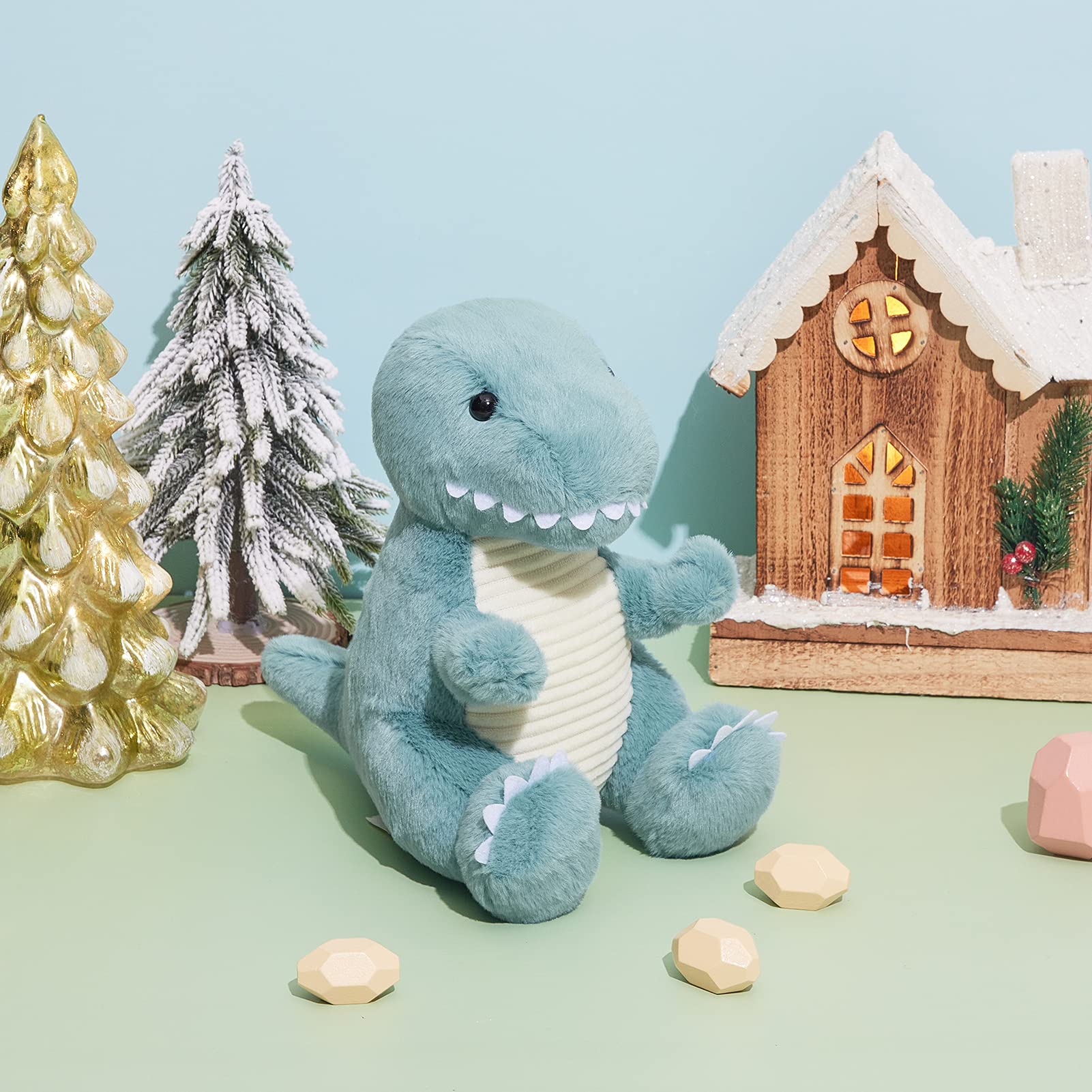 TCBunny Baby Dinosaur Bedtime Stuffed Animal Plush Toy 12", Gifts for Birthday, Valentine, Christmas (T-Rex, Blue), (BPT-0008-BL)