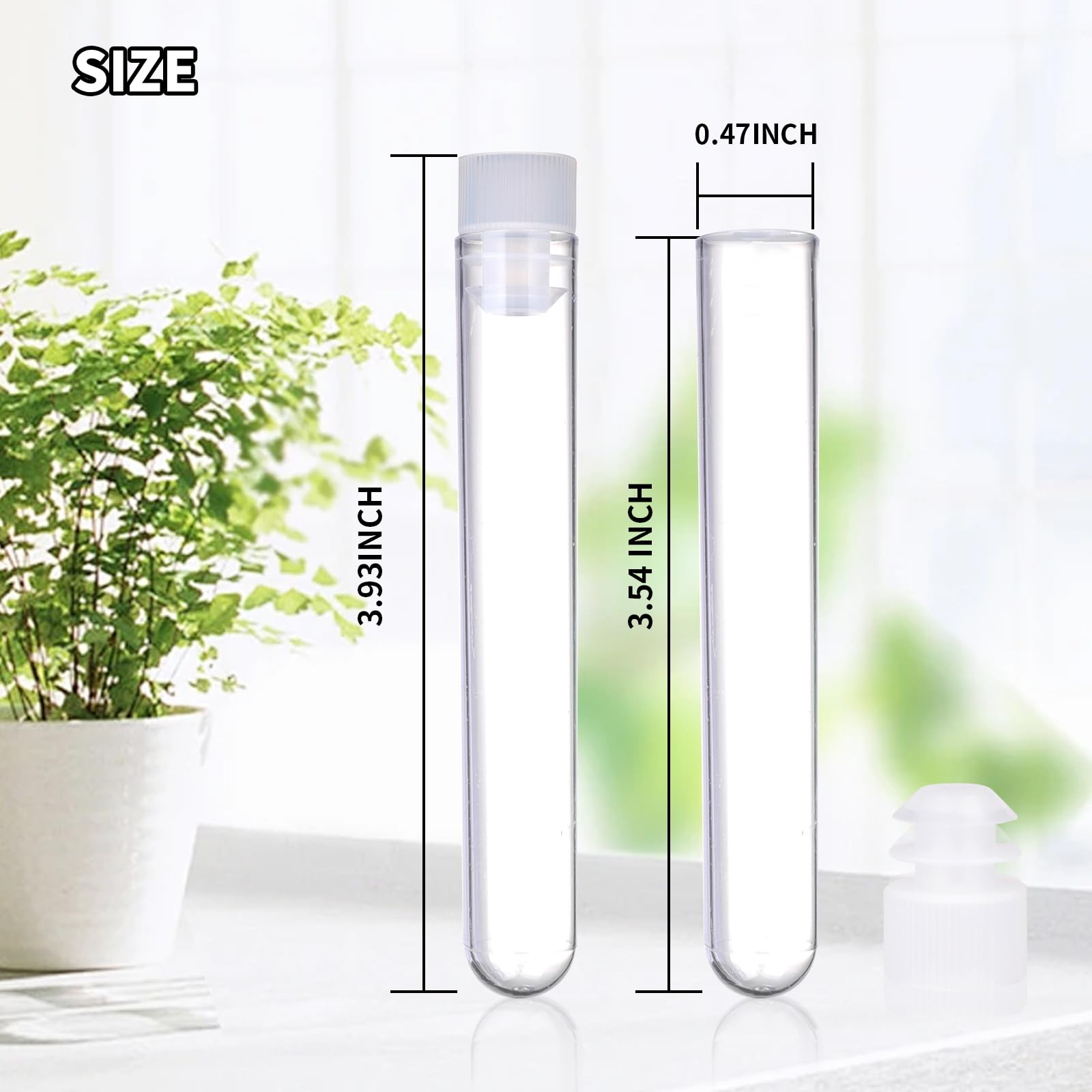 Encyclopediaconsumables 100 Transparent Test Tubes With Caps, Plastic Tubes, Plastic Bottles For Scientific Experiments, Party Supplies, Birthdays, Spices, Liquids