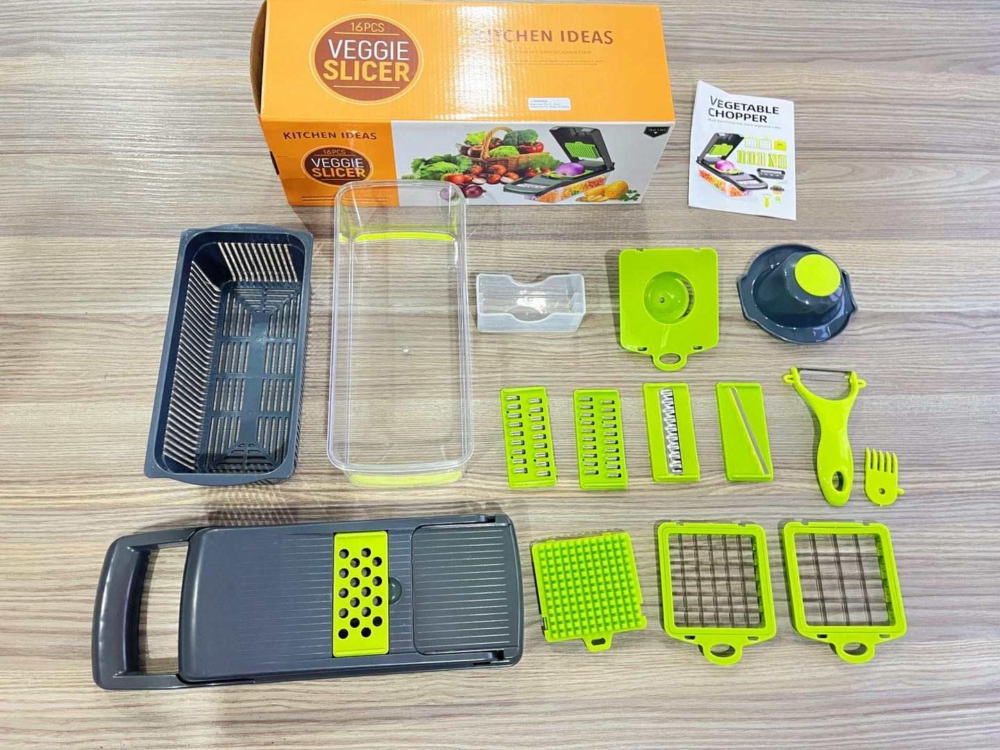 BM VIRAL Vegetable Chopper, Onion Chopper, Mandolin Slicer, Pro 10 in 1 professional food Chopper Multifunctional Vegetable Chopper and Slicer, Dicing Machine, With Container (grey)