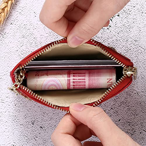 SENDEFN Coin Purse for Women, Genuine Leather Coin Purse Key Chain for Women, Coin Pouch Change Purse