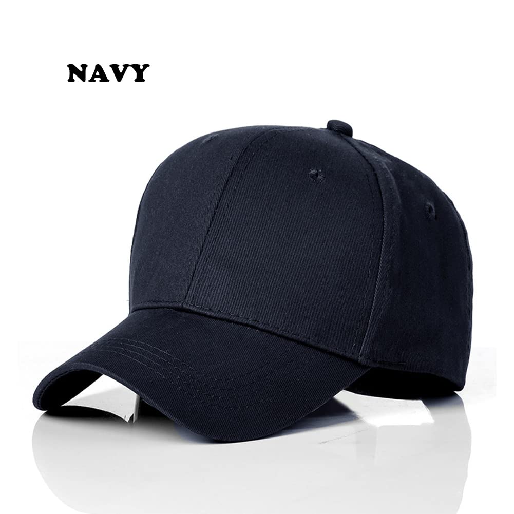 Classic 100% Cotton Structured Baseball Hats Adjustable for Men Women Basic Plain Blank Workout Ball Caps (Black)