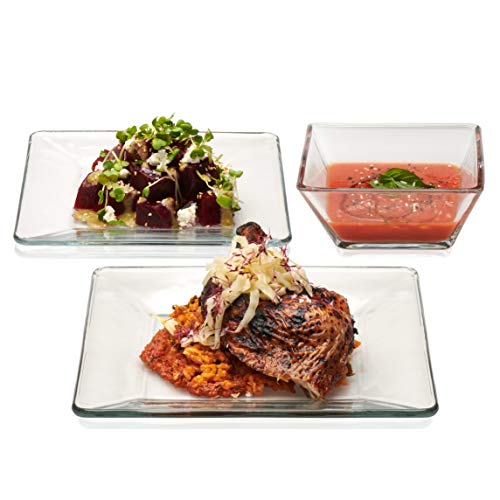 Libbey Tempo 12-Piece Glass Dinnerware Set, 37 oz, Clear, Service for 4