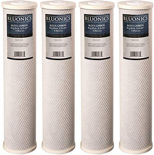 Carbon Block Water Replacement Filters 4.5" x 20" Cartridges for Chlorine, Taste and Odor- 4 Pack