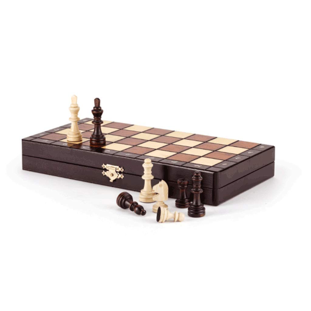 Classic Chess Set with 10.6" Large Folding Wooden Game Board Crafted Chesspiece Storage Slots for Adults and Kids Chess Set