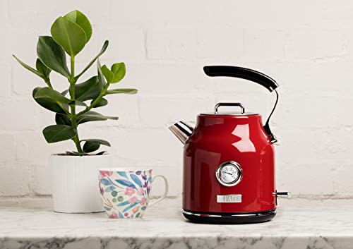 Haden Dorset Stainless Steel Electric Kettle - 1.7L (7 Cup) Tea Kettle with Auto Shut-Off and Boil-Dry Protection - Red