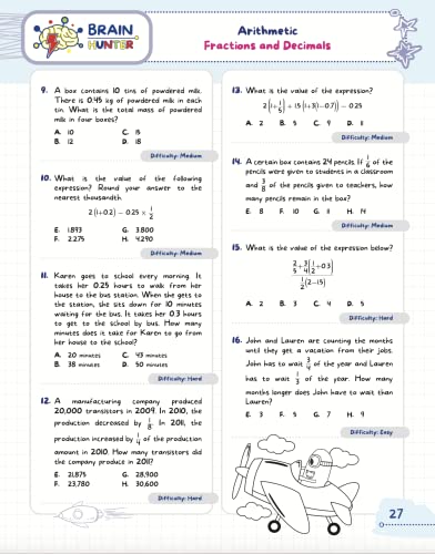 Math Practice Workbook Grades 6-8: 1000+ Questions You Need to Kill in Middle School by Brain Hunter Prep (Arithmetic, Algebra, Geometry, Measurement, ... more in Kill It Series by Brain Hunter Prep)
