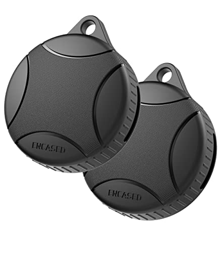 Encased Waterproof Airtag Case Compatible with Apple Airtag Keychain Holder Black - 2 Pack
