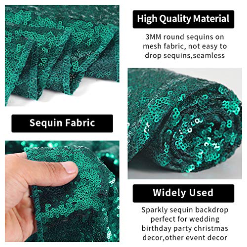 Hahuho Hunter Sequin Backdrop Curtain, 4PCS 2FTx8FT Glitter Backdrop Curtain for Parties, Christmas, Wedding, Party Decoration(4 Panels, 2FT x 8FT, Hunter