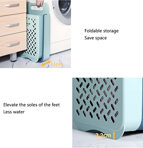 Large-capacity Wall-mounted Laundry Hamper, Household Folding Clothes Storage Laundry Basket, Plastic Dirty Clothes Basket. (White)