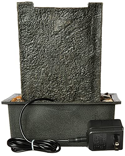 Indoor Fountain with LED Lights – Lighted Tabletop Water Feature with Stone Wall and Soothing Sound – Zen Décor for Home or Office by Pure Garden