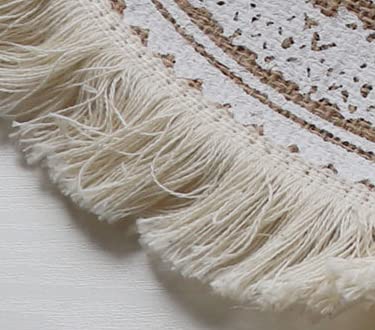 GorinsKani 2 Pieces of Cotton Thread Embroidery Table mat Jute Table mat Decoration mat Round Tassel Side Table mat Heat Insulation mat Anti-Slip Kitchen mat Home Decoration (Tassel Style E)