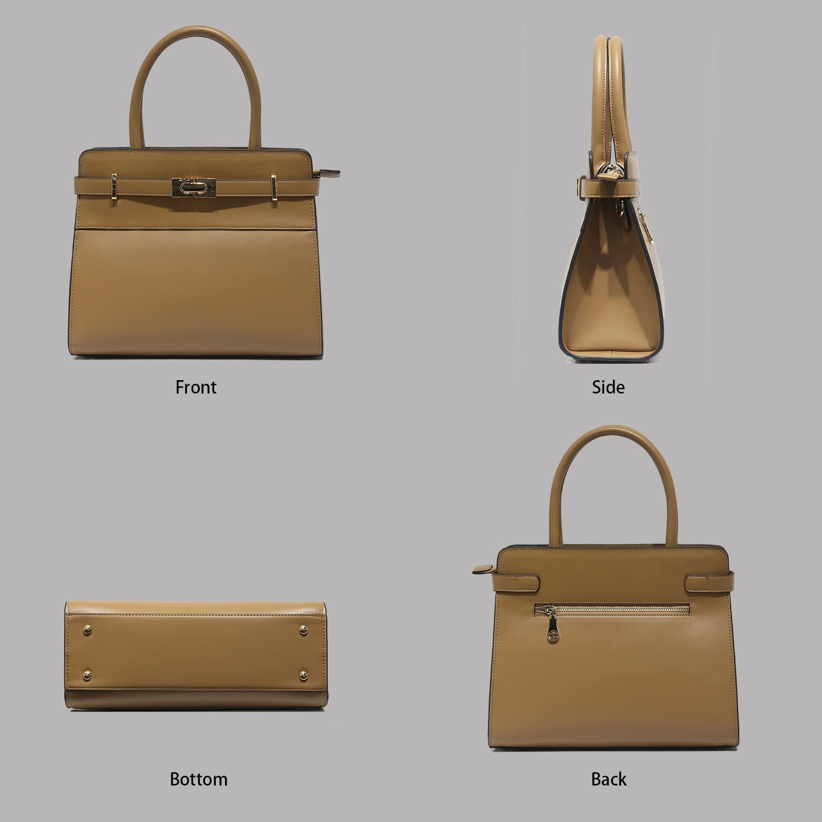 Chinllo Womens Top-Handle Handbag Every day Satchel Leather Purse Crossbody Bag with Long Detachable Strap(Brown)