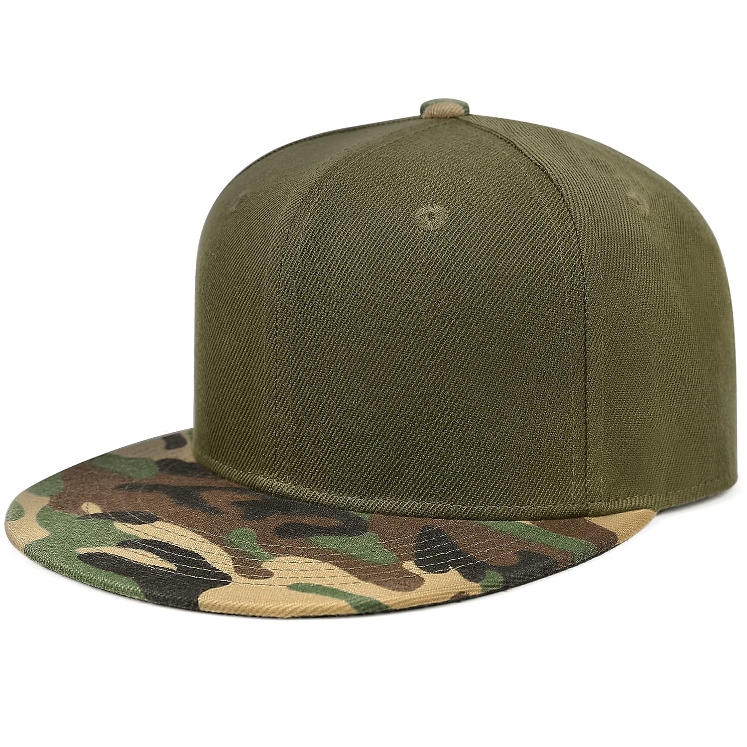 Classic Snapback Hats for Men and Women - Hip Hop Stylish Flat Bill Hats Blank Adjustable Size-Camo-1