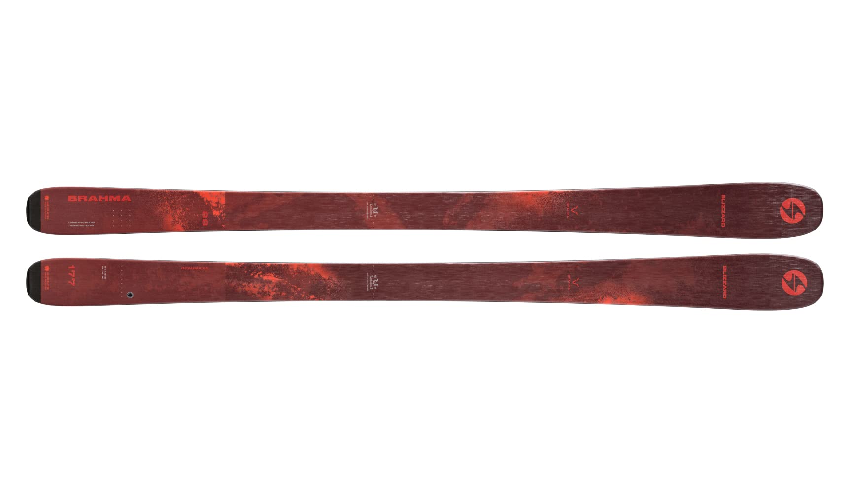 Blizzard Men's 8A225200001 Brahma 88 All-Mountain Freeride Red Skis (Bindings Not Included), Size 177