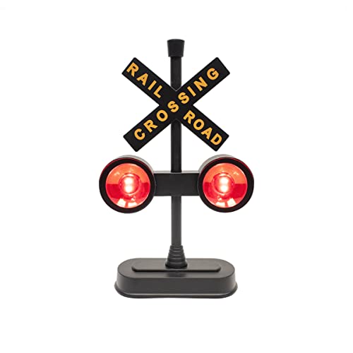 TG,LLC Treasure Gurus Flashing Railroad Track Crossing Signal Red Light Sound RR Xing Train Crossbuck Desk Decor