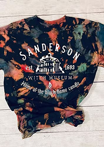 Sanderson Sisters Halloween Shirt Women Sanderson Bed and Breakfast Tee Hocus Pocus Funny Tshirt Fall Casual Shirts(X-Large,Tie Dye1