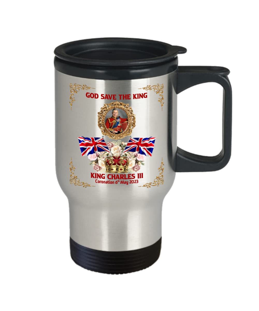Coronation Travel Mug, King Charles III, Stainless Steel, 14oz, Royal Memorabilia, Coronation 2023, Travel Cup