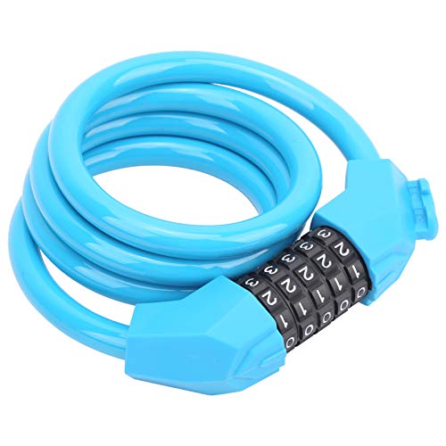 Bike Cable Lock, High Strength Steel Wear Resistant Bicycle Accessories Bicycle Security Cable Rustproof 5 Digit Password for Cycling(Blue)