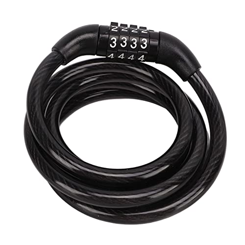 Bike Cable Lock, Manganese Steel Scratch Proof Drill Resistant Anti Theft Chain Lock Combination Not Changeable Password for Scooters