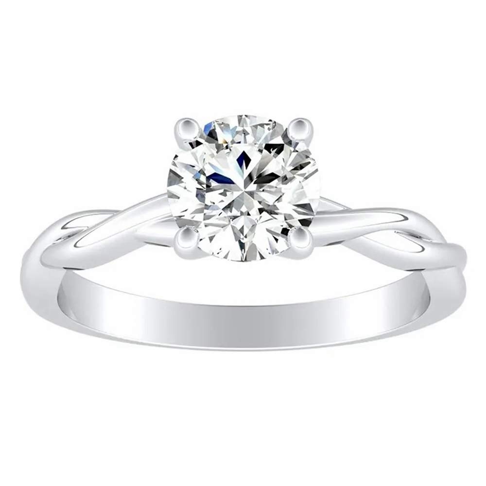 Blocaci 1 Carat Solitaire Classic Round Engagement Rings for Women Moissanite Rings 925 Sterling Silver 10K 14K 18K Gold Wedding Anniversary Rings Free Engraving (925 Sterling Silver)