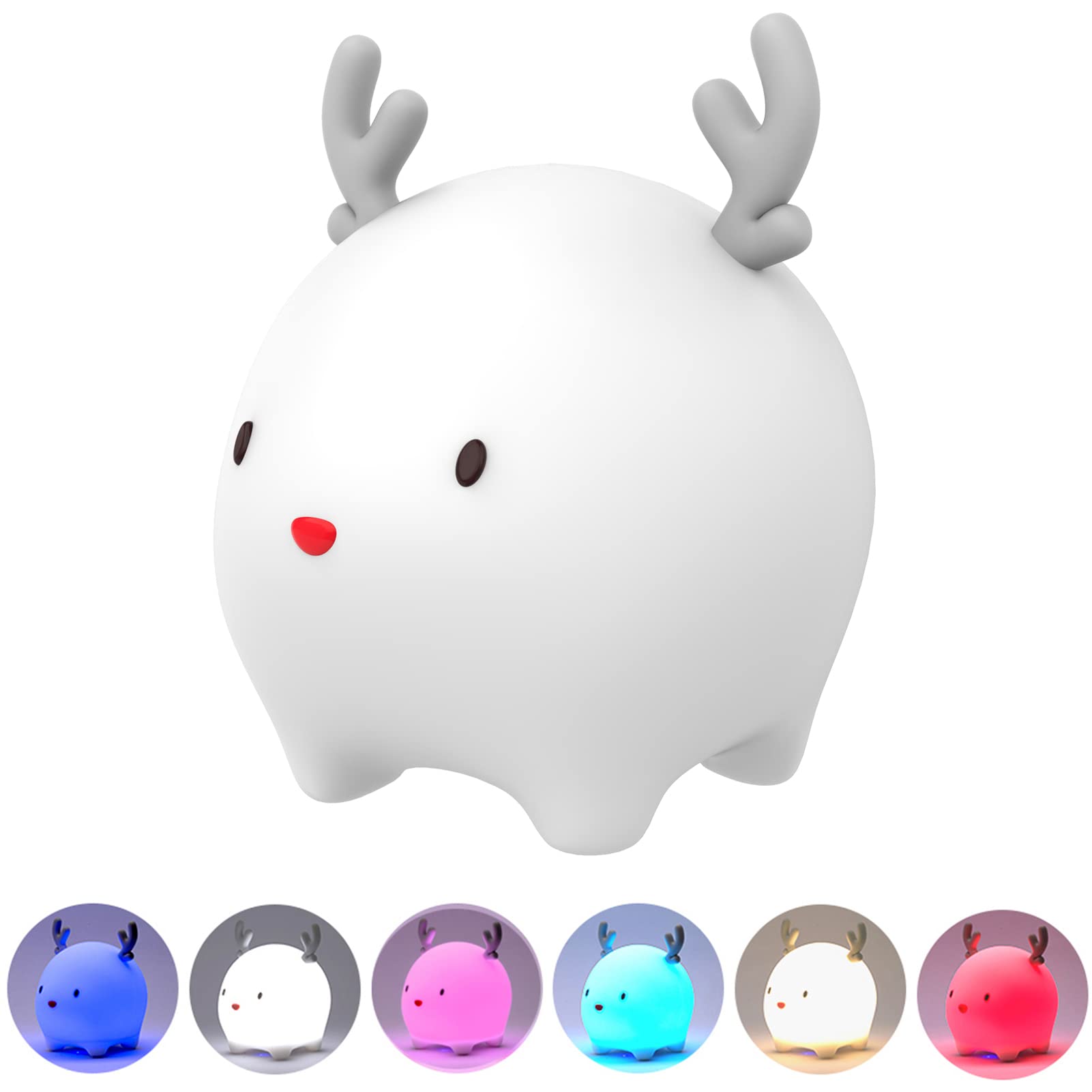 Deer Kids Night Light, Premium Silicone Nightlight for Kids, Cute and Dimmable Silicone Lamp for Soothing Bedtime Ambiance