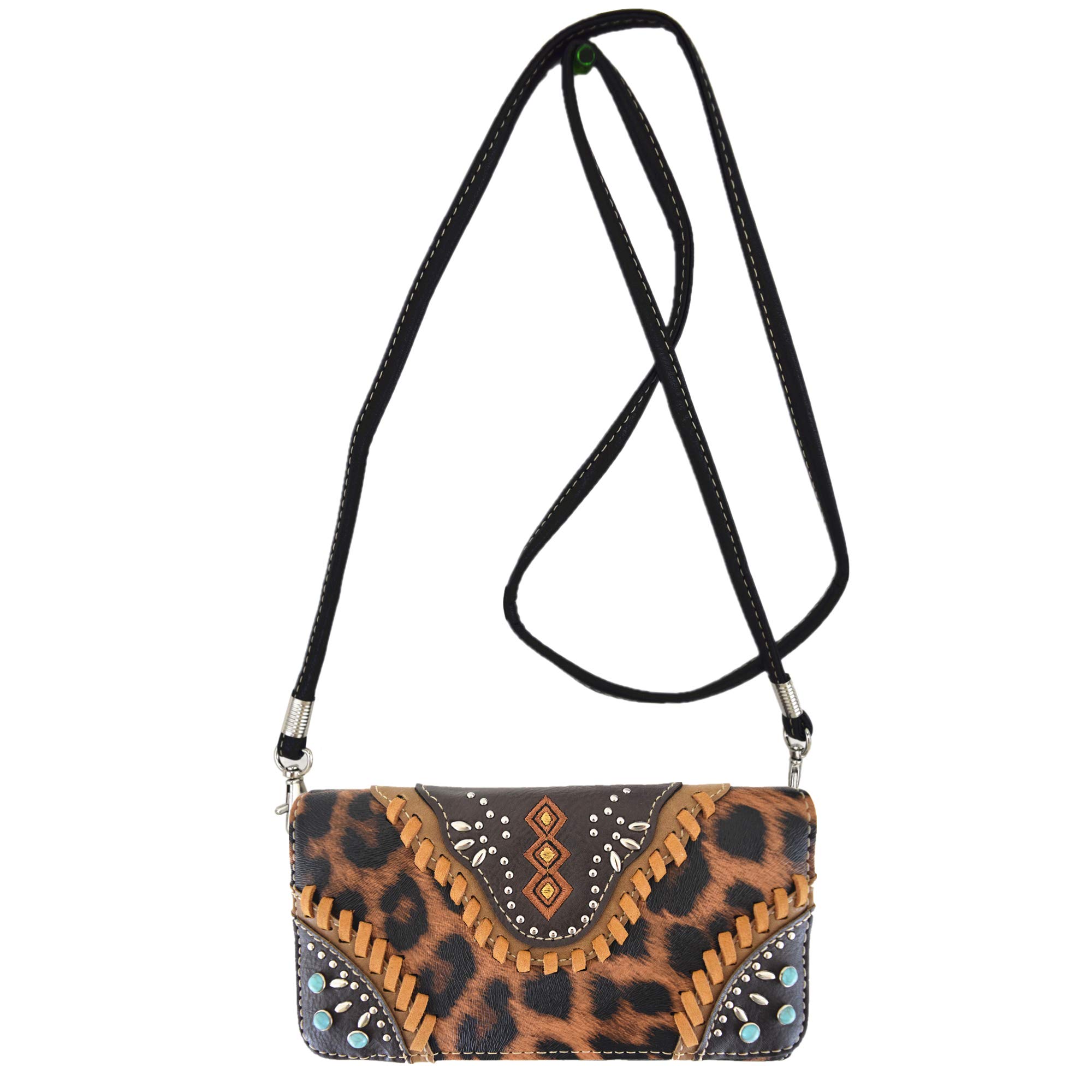 Leopard Print Cheetah Western Style Concealed Carry Purse Handbags Country Shoulder Bags Wallet Set Brown