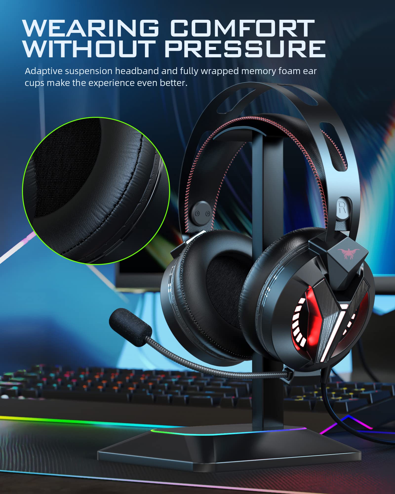 Combatwing Pc Gaming Headphone with Mic for Pc Ps5 Ps4 Laptop Mac