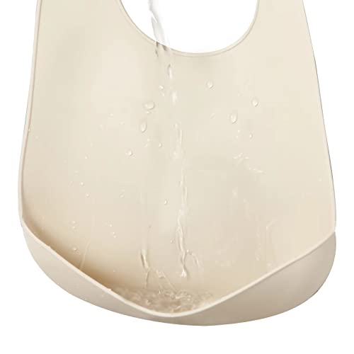 PandaEar 2 Pack Silicone Baby Feeding Bibs Super Thin Light Weight for Babies & Toddlers, Adjustable Silicone Bibs with Food Catcher Pocket, Waterproof, Soft, Unisex, Non Messy (Pink Grey)