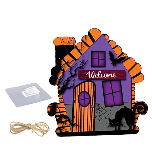 RORPOIR Home Decoration Halloween Decorations Pumpkin Decor Ghost Hanging Sign Halloween Welcome Sign Halloween Party Decorations Halloween Front Door Decor Door Sign Halloween Prop Plaque