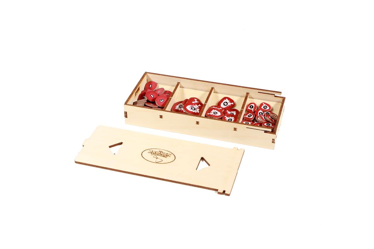 The Broken Token Game Organizer Compatible with Middara: Unintentional Malum - Act 1 - Wooden Game Organizing Box with Multiple Trays