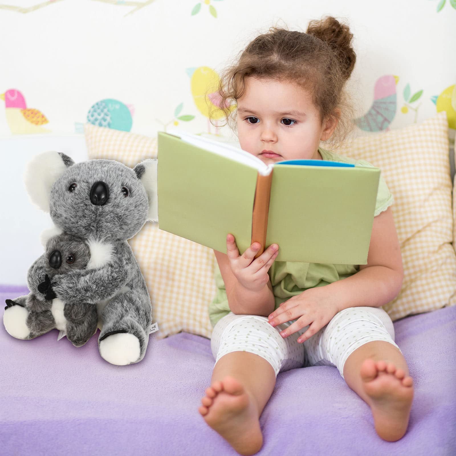 Skylety Stuffed Animal Koala Bear 2 Pieces Mum Koala Hold Little Koala Plush Toy Soft Koala Stuffed Animal Doll, 10.63 Inches and 5.12 inches