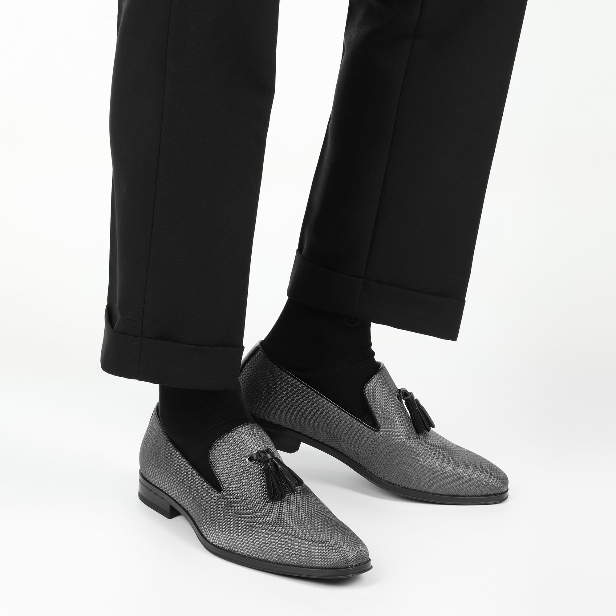 Bruno Marc Men's Loafers Dress Shoes Slip-on Formal Tassel Tuxedo Suit Shoes SBLS2337M, Grey, Size 12