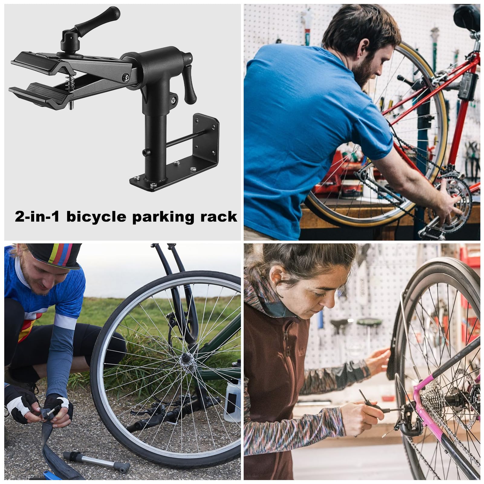 Bicycle Repair Stand, Holder, Mount, Stand for Maintenance, Workstands, 2-in-1 Wall Mount Repair Pedestal Parking Rack for Mountain Strong Load-Bearing