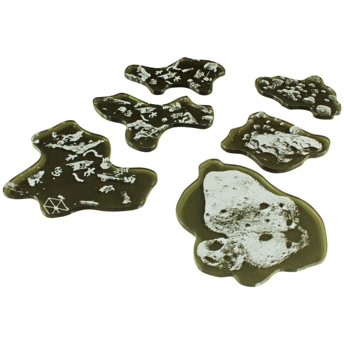 LITKO Space Fighter 2nd Edition Asteroid & Debris Templates Compatible with Star Wars: X-Wing Second Edition, Translucent Grey (6)
