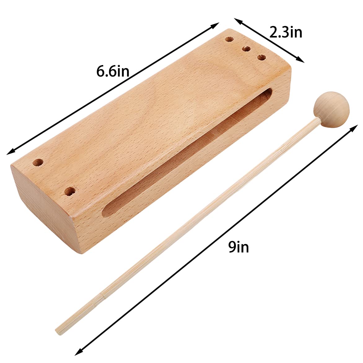 Solid Wood Rhythm Block with Mallet, Musical Percussion Instrument