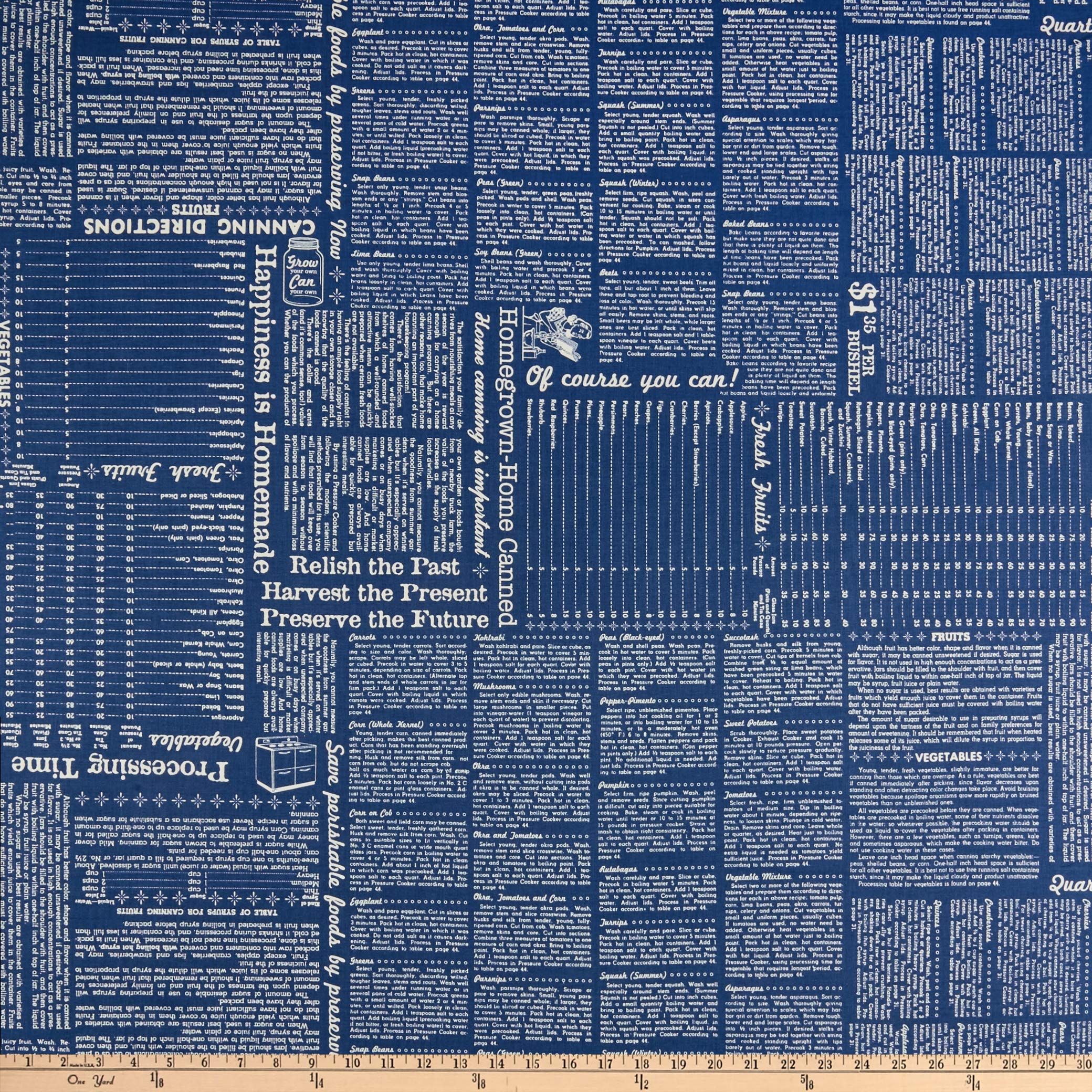 Farm Girl Vintage Canning Denim, Quilting Fabric by the Yard