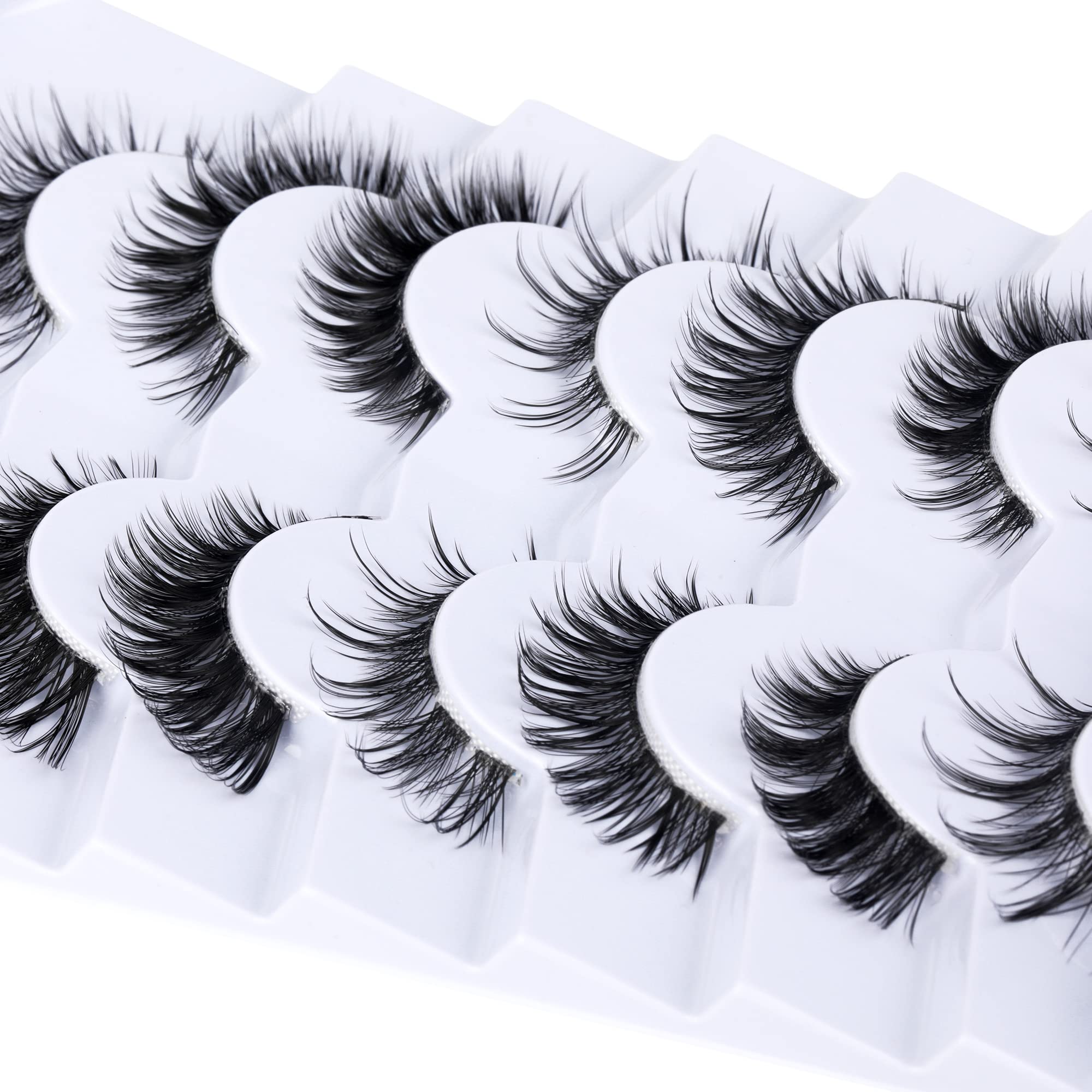Clear Band Cluster Lashes Individual DIY Eyelash Extension 7 Styles Lashes Natural look Wispy Manga Lashes Individual Pawotence 16mm 17mm Soft Reusable False Eyelashes 7 Pairs Pack