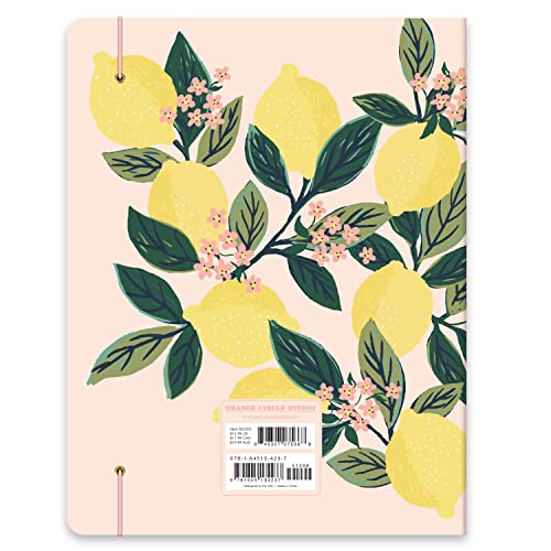 Orange Circle Studio Just Right 2022-2023 Monthly Planner - 17-Month Organizer with Full-Color Monthly Views, Storage Pocket & Elastic Closure - Lemon Tree