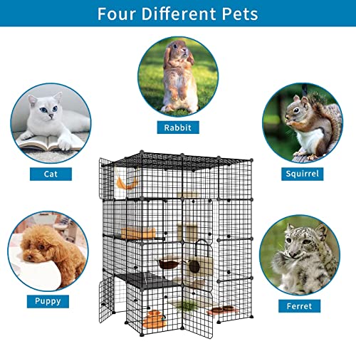 Eiiel Large Cat Cage Enclosures with Balcony Indoor DIY Cat Playpen Detachable Metal Wire Kennels Crate 2x3x3 Large Exercise Place Ideal for 1-3 Cat