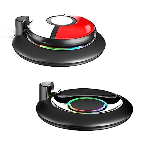 HUAYUWA Magnetic Charging Dock for Poke-mon GO Plus+ 2023 Accessories, RGB Colorful Lights Wireless Charging Station with Silicone Protective Cover Case Compatible with GO Plus Plus