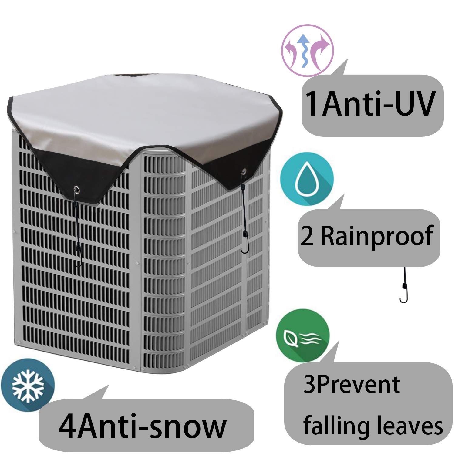 Perfitel AC Cover for outside units -Central air conditioner Cover Defender-Waterproof Heavy Duty Top Air Conditioner Cover (32X32 inch)