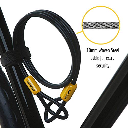 Bike U-Lock - Sigtuna Bike Lock Heavy Duty Anti-Theft with 4ft/1.2m Cable, Bicycle U-Lock with Sturdy Mounting Bracket for Mountain Bikes, Ebikes, Scooters