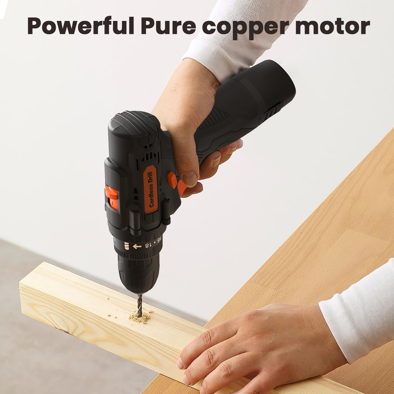 Drill Set 12V, VIWKO power drill cordless with battery and charger, Electric drill, 3/8" Keyless Chuck with 42 Acessories, 2 Speed, 25+1 Position, Mini drill, Screwdriver for Home DIY Projects