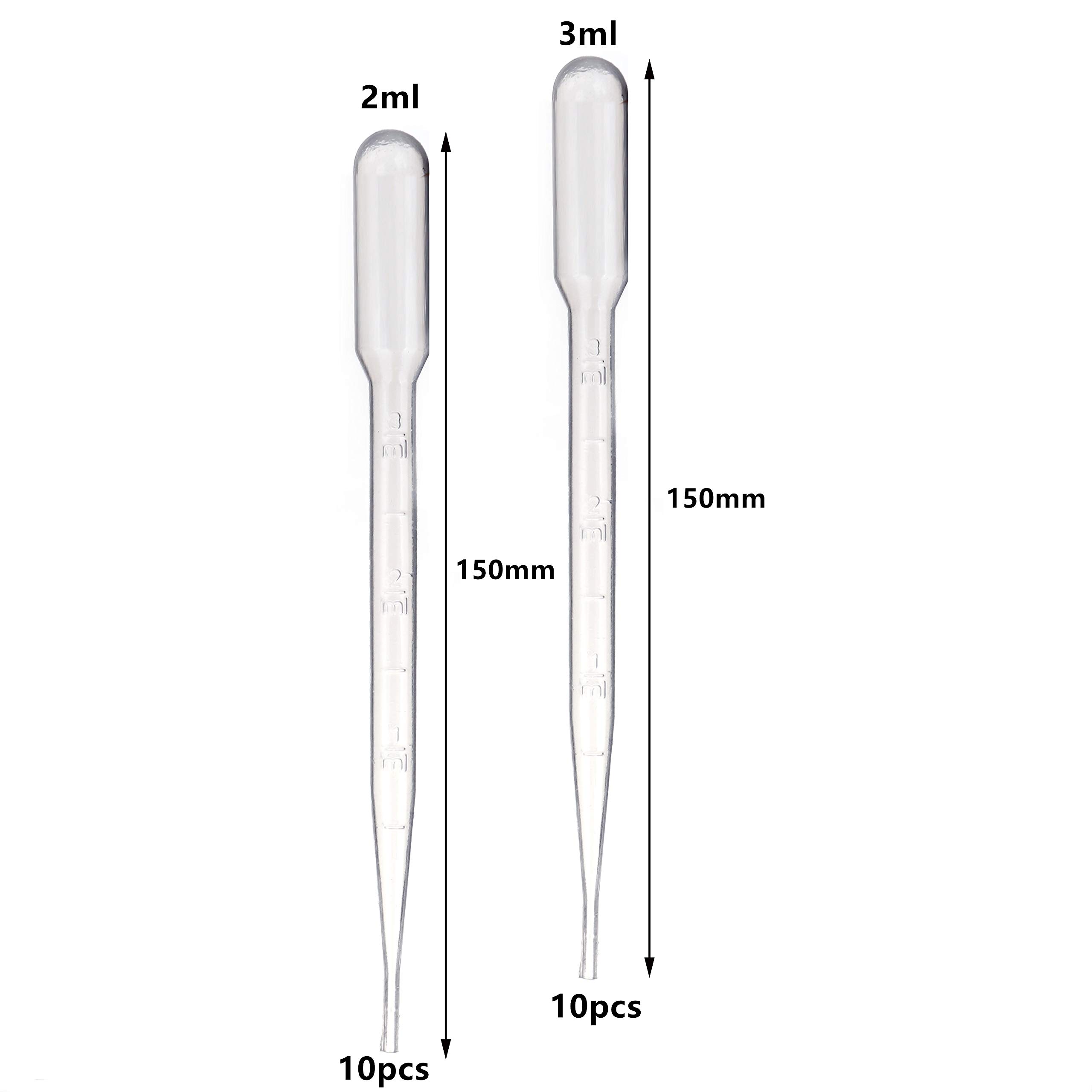 Eowpower 20 Pack Plastic Petri Dish Tissue Culture Plate 90 x 15 mm with 20 Pieces 2 ml 3 ml Plastic Transfer Pipettes, Each of 10 Pieces