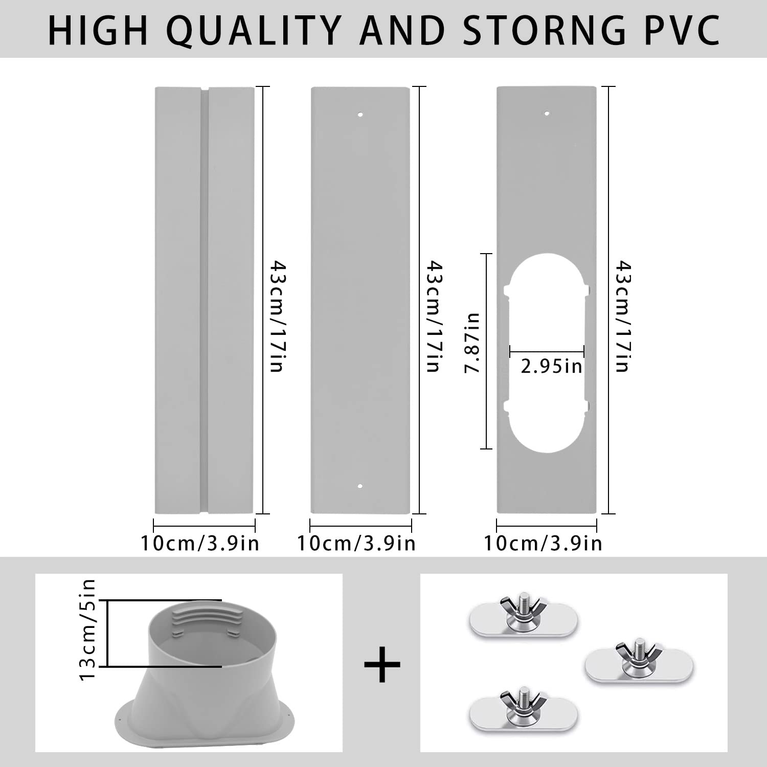 Portable Air Conditioner Window Vent Kit, Adjustable Window Seal Slide Kit Plate for Portable Air Conditioner Kit Sliding Window AC Vent Kit Fit for Exhaust Hose with 5.1"/13cm Diameterr