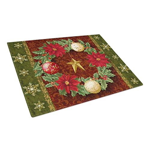 Caroline's Treasures PTW2007LCB Holly Wreath with Christmas Ornaments Glass Cutting Board Large Decorative Tempered Glass Kitchen Cutting and Serving Board Large Size Chopping Board