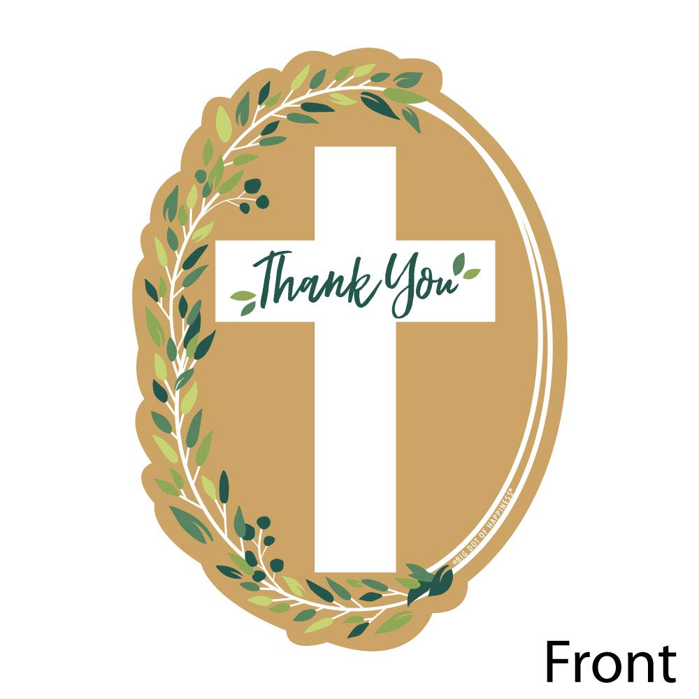 Big Dot of Happiness Elegant Cross - Shaped Cards - Religious Party Thank You Note with Envelopes - Set of 12